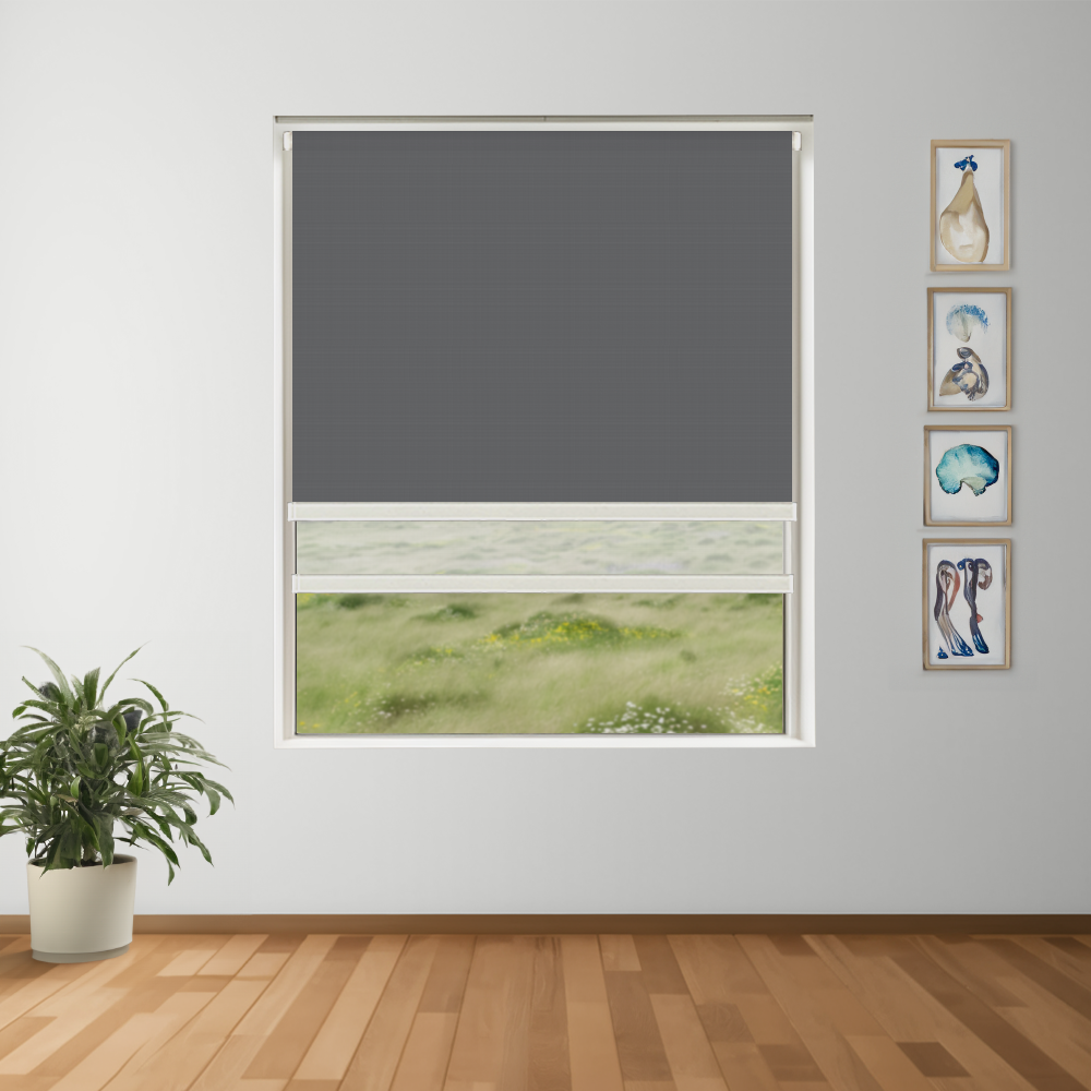 Coal Dust Blockout + Sun Screen Dual-Roller Blind | Made To Measure ...